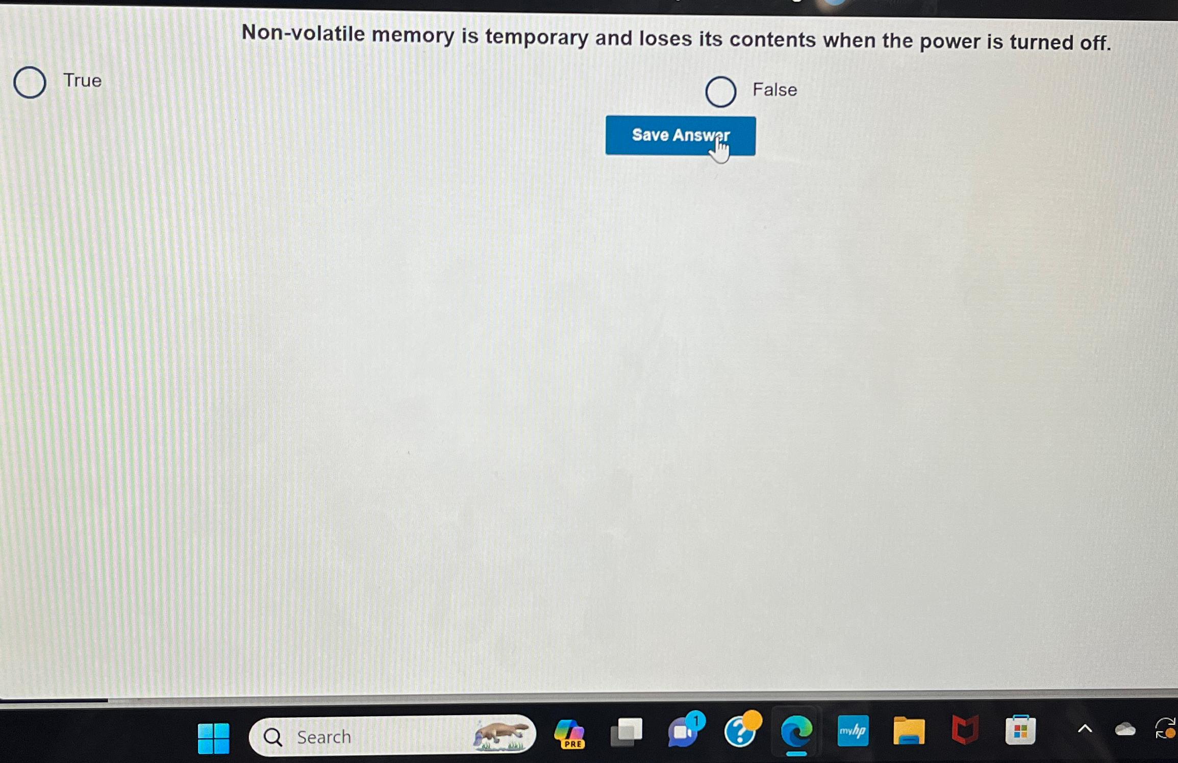 Solved Non-volatile memory is temporary and loses its | Chegg.com