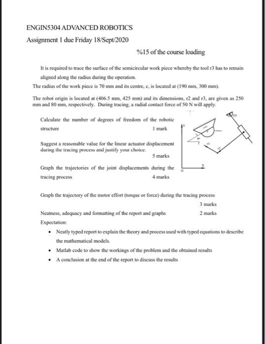 ENGIN5304 ADVANCED ROBOTICS Assignment I due Friday | Chegg.com