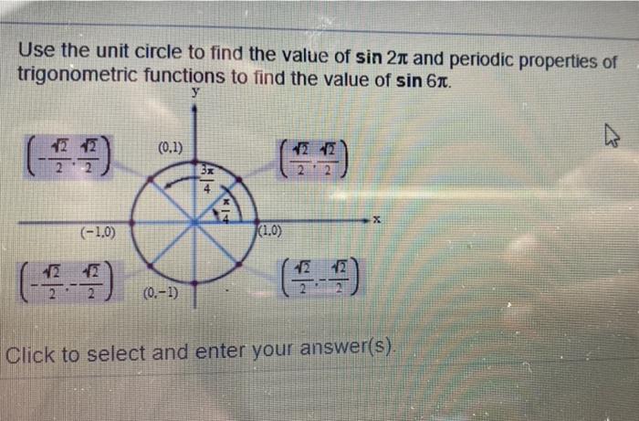 Solved Use the unit circle to find the value of sin 21 and | Chegg.com