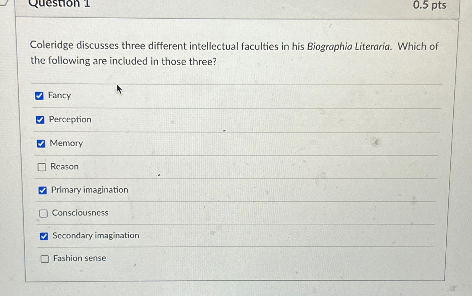 Solved 0.5ptsColeridge discusses three different | Chegg.com