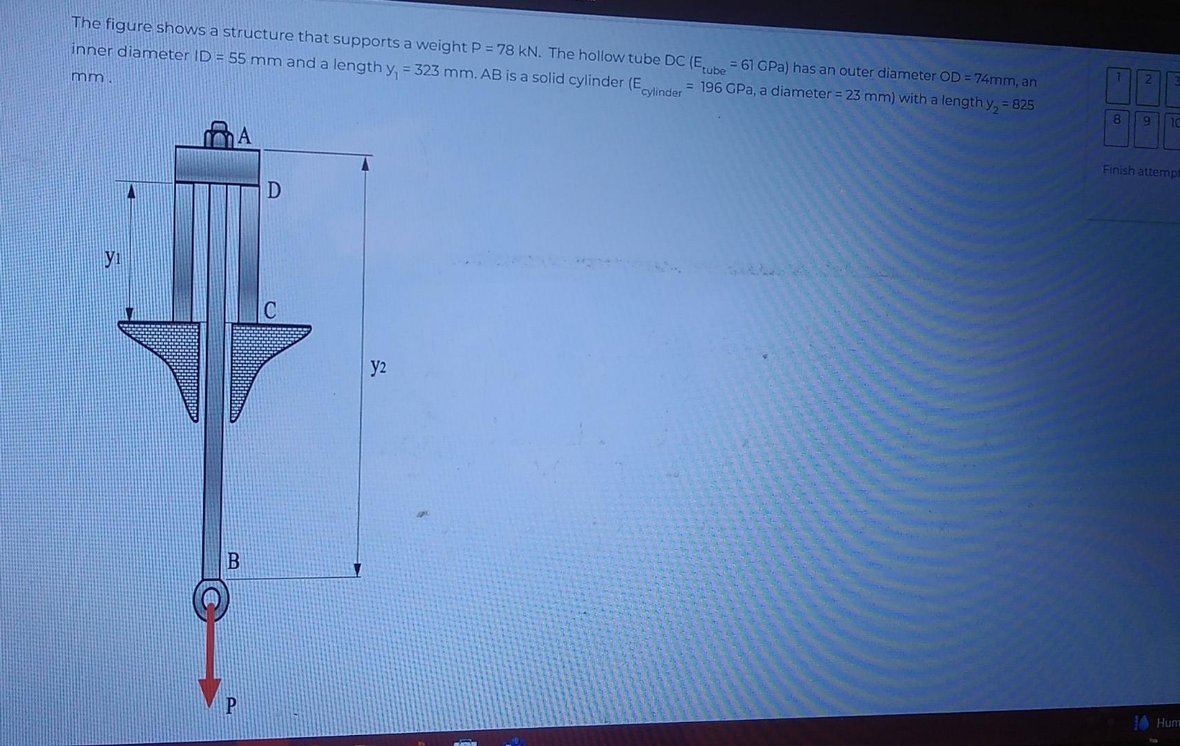Solved 1. The force in the hollow bar DC? (1) 2. The | Chegg.com