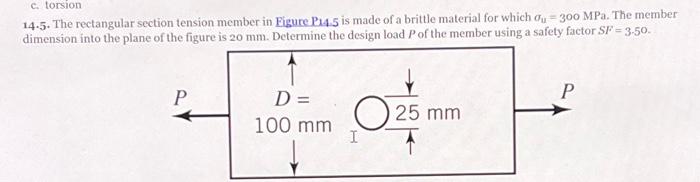 Solved 14.5. The rectangular section tension member in | Chegg.com