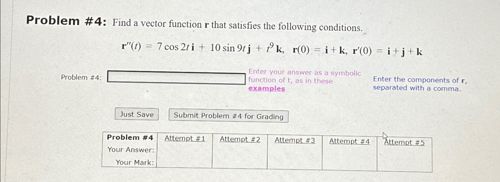 Solved Problem #4: Find a vector function r ﻿that satisfies | Chegg.com