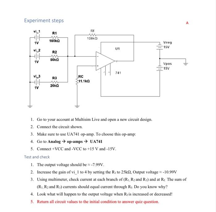 Solved Experiment steps A 1. Go to your account at Multisim | Chegg.com