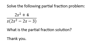 Solved Solve the following partial fraction | Chegg.com