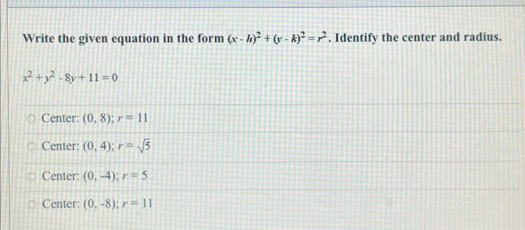 Solved Write the given equation in the form | Chegg.com