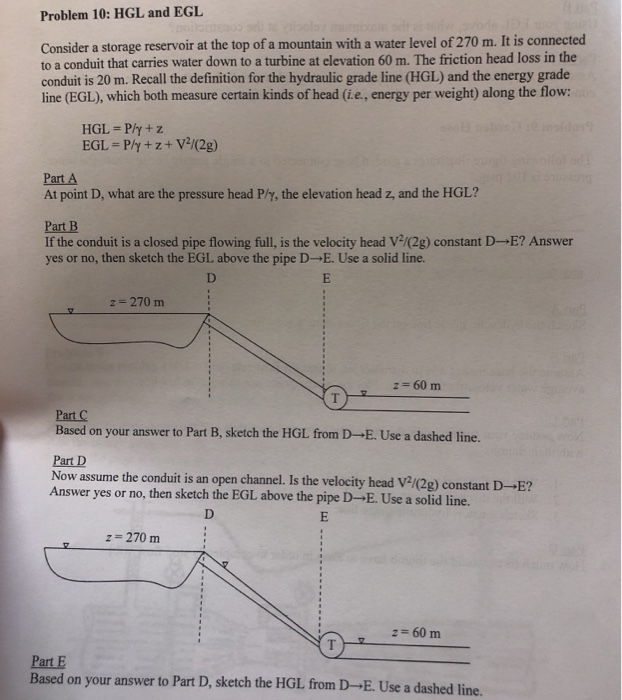 Solved Problem 10: HGL and EGL rod Consider a storage | Chegg.com