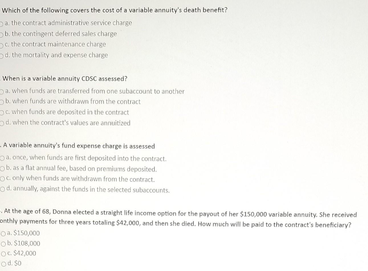 Solved Which of the following covers the cost of a variable | Chegg.com