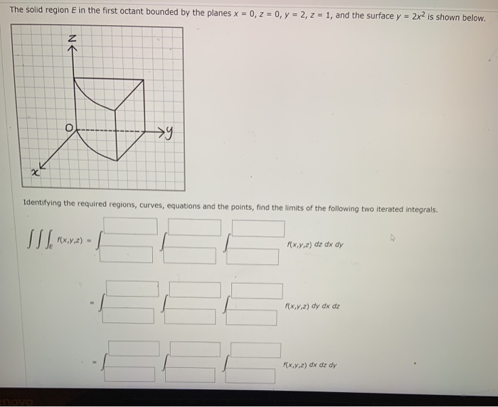 Solved The solid region E in the first octant bounded by the | Chegg.com