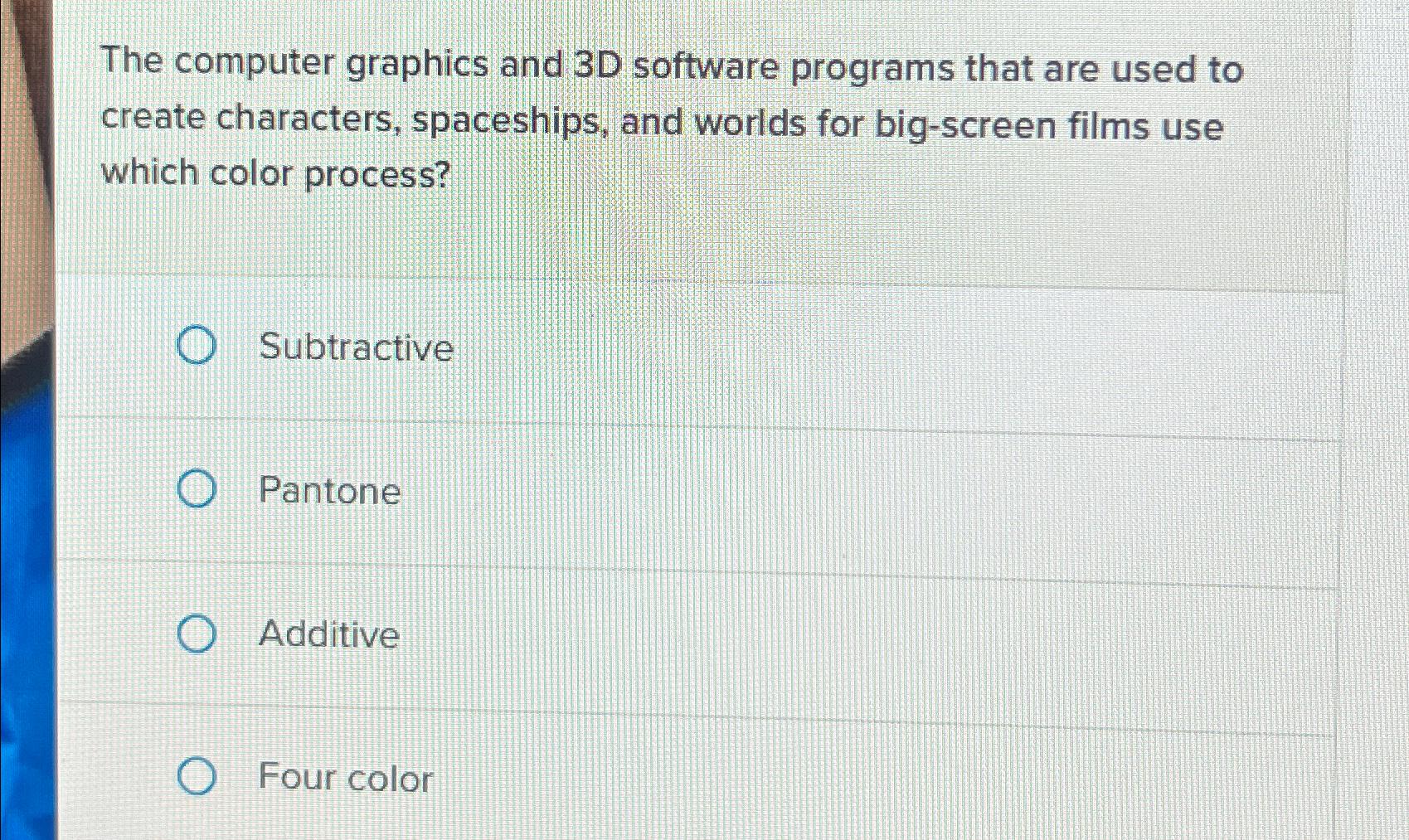 Solved The computer graphics and 3D software programs that | Chegg.com