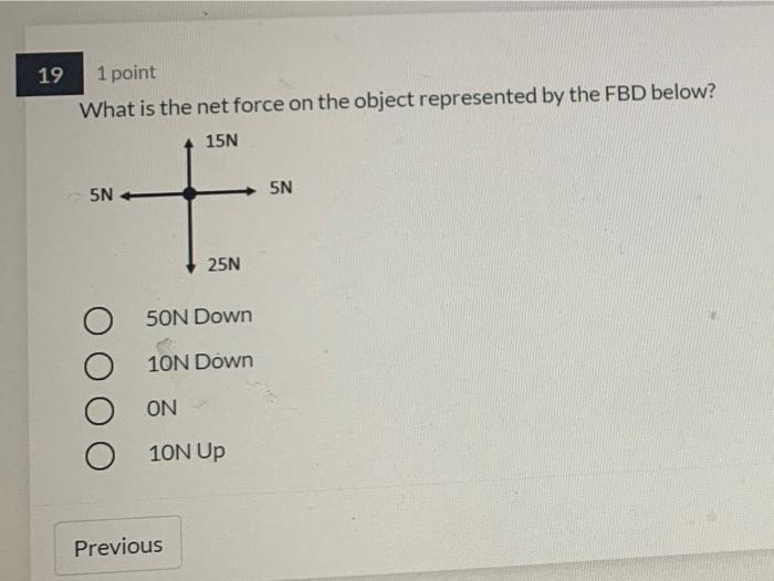 Solved 18 1 point What is the net force on the object | Chegg.com