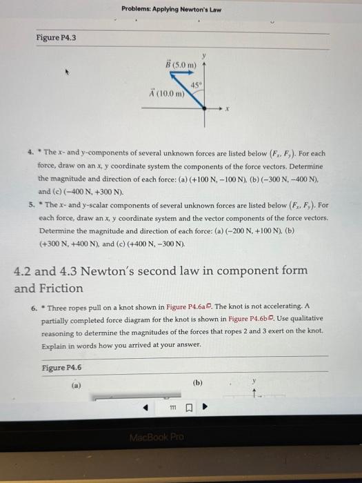 Solved 4. The x - and y-components of several unknown forces | Chegg.com
