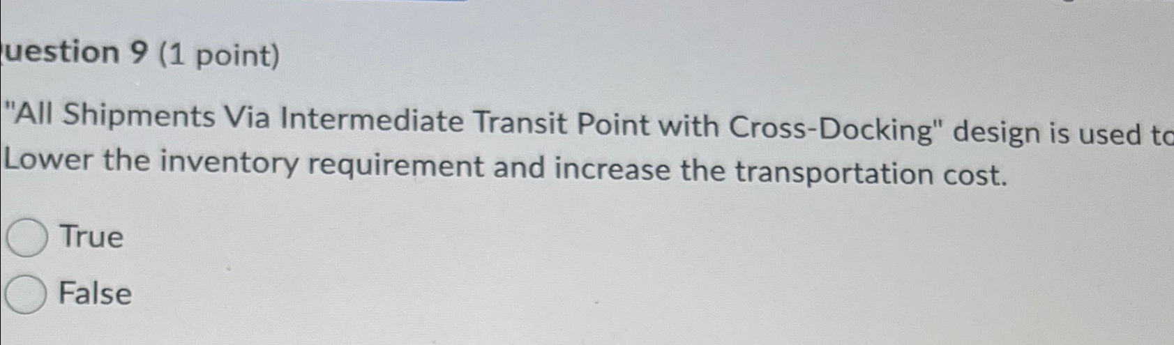 Solved uestion 9 (1 ﻿point)"All Shipments Via Intermediate | Chegg.com