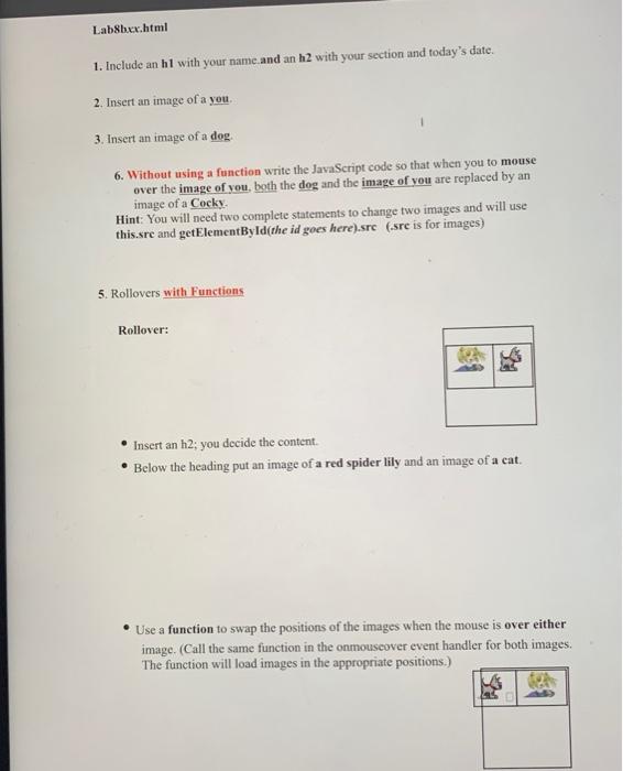 Solved Lab8axx.html: Rollovers with Functions - Include your | Chegg.com