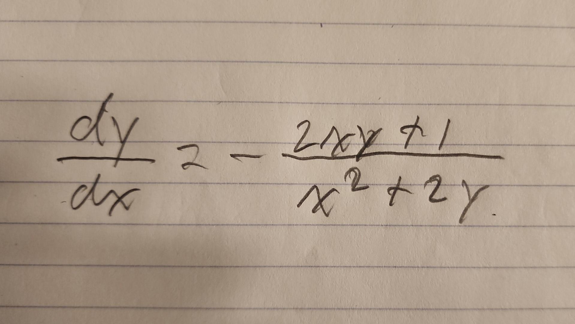 Solved dxdy=−x2+2y2xy+1 | Chegg.com