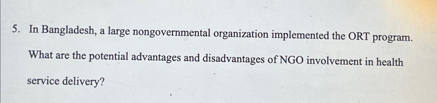 Solved In Bangladesh, a large nongovernmental organization | Chegg.com