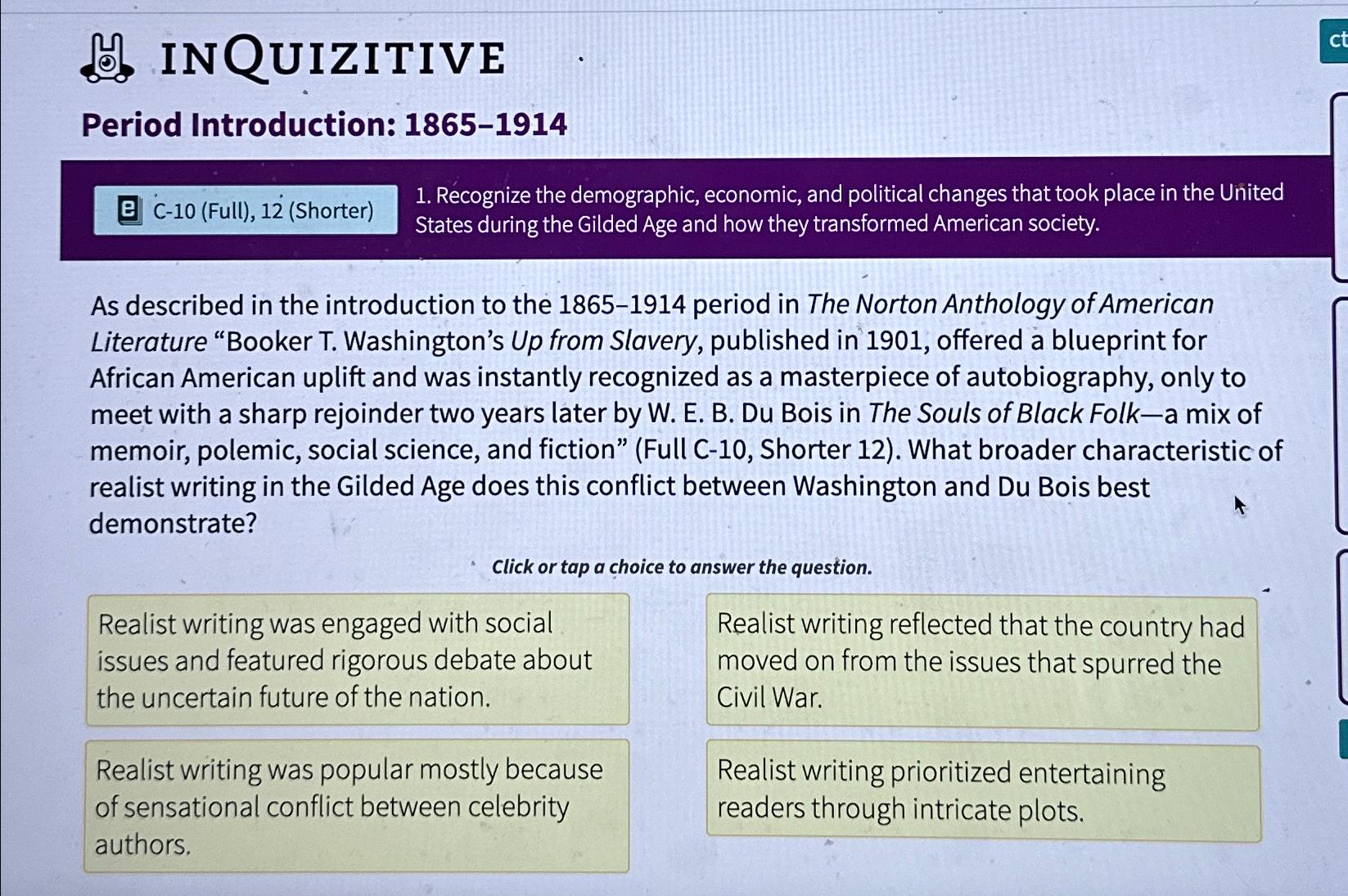 Solved INQUIZITIVEPeriod Introduction: | Chegg.com