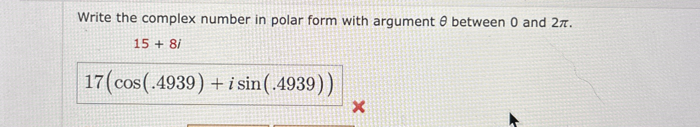 Write the complex number in polar form with argument | Chegg.com