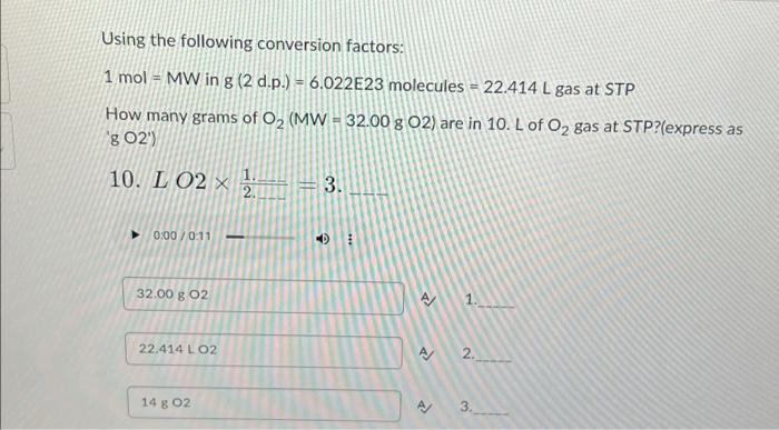 Solved Using the following conversion factors: 1 mol=MW in | Chegg.com