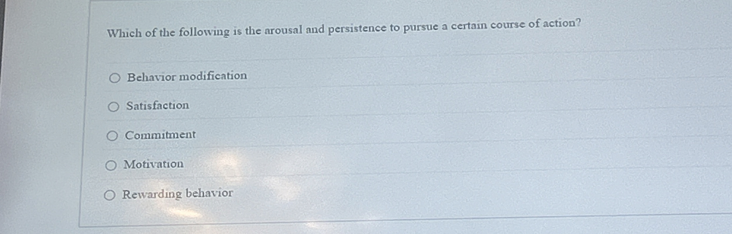 Solved Which of the following is the arousal and persistence | Chegg.com