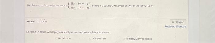 Solved Use Cramers rule to solve the system | Chegg.com
