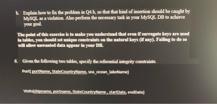 In-class exercise 5: Creating Constraints in MySQL DB | Chegg.com