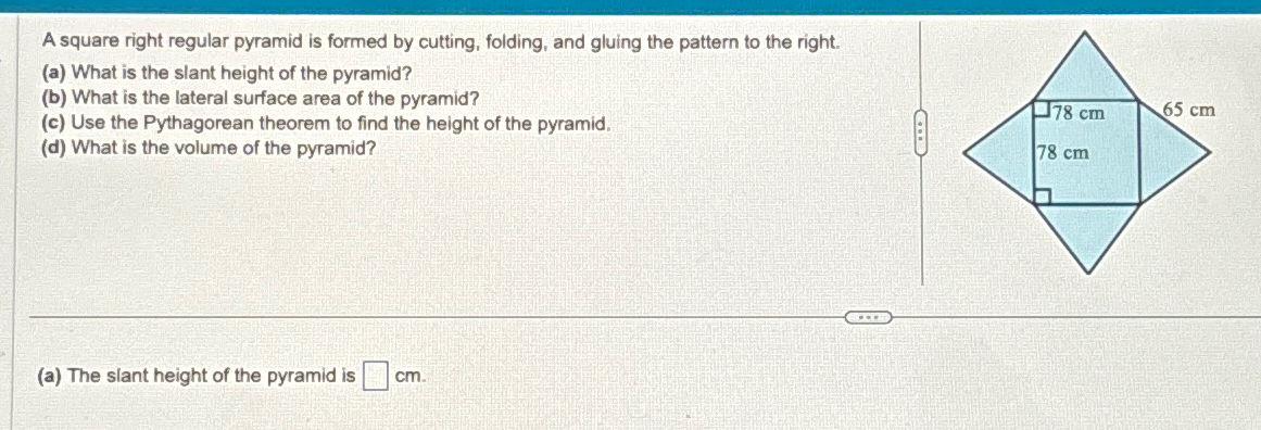 Solved A square right regular pyramid is formed by cutting, | Chegg.com