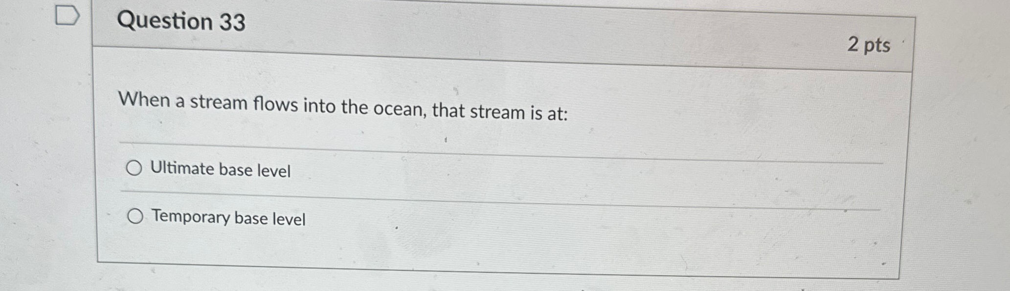 Solved Question 332 ﻿ptsWhen a stream flows into the ocean, | Chegg.com