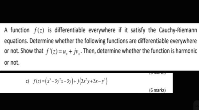 Solved A function f(z) is differentiable everywhere if it | Chegg.com