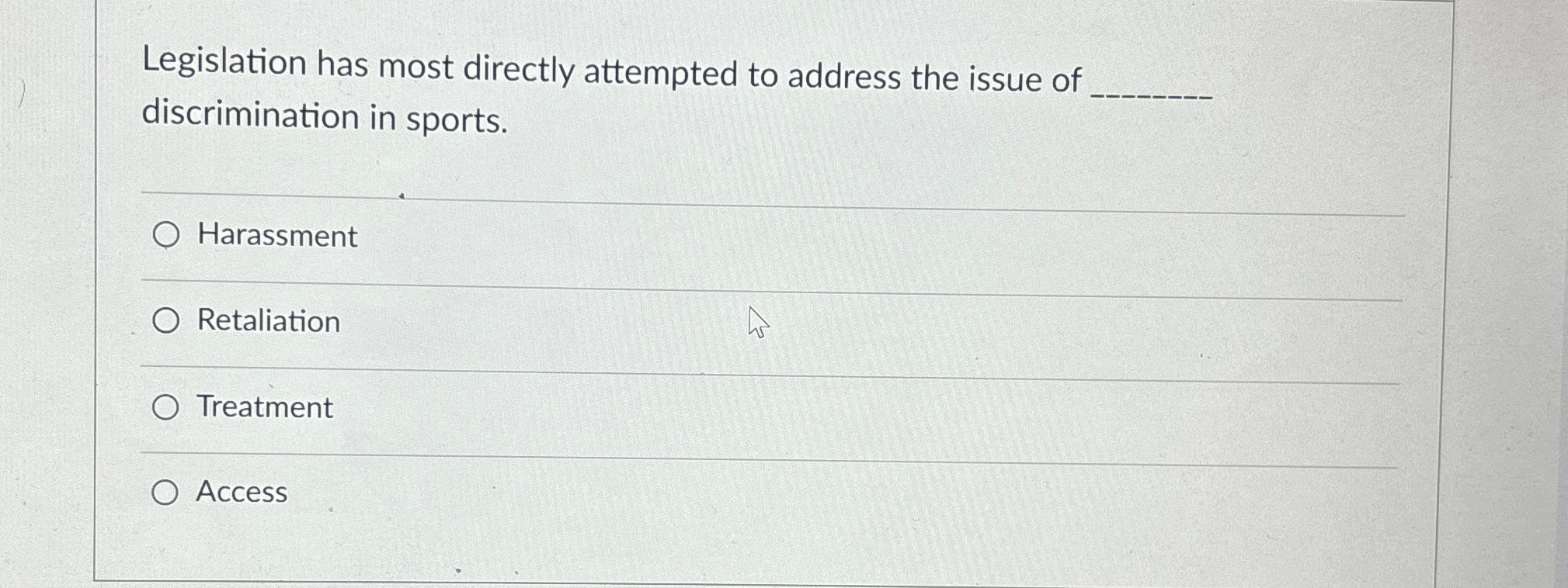 Solved Legislation has most directly attempted to address | Chegg.com