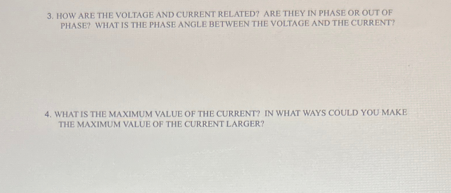 Solved HOW ARE THE VOLTAGE AND CURRENT RELATED? ARE THEY IN | Chegg.com