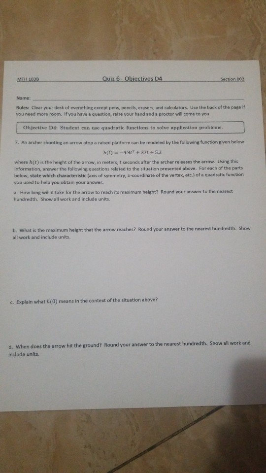 Solved MTH 1038 Quiz 6 - Objectives D4 Section 002 Name: | Chegg.com