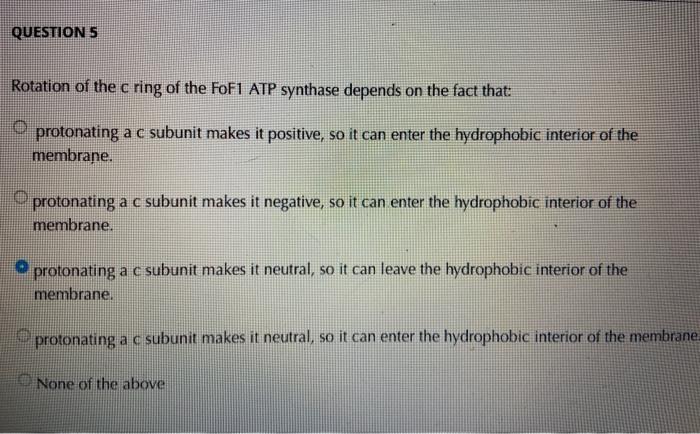 Solved QUESTIONS Rotation of the c ring of the FoF1 ATP | Chegg.com