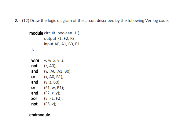 Solved (12) ﻿Draw the logic diagram of the circuit described | Chegg.com