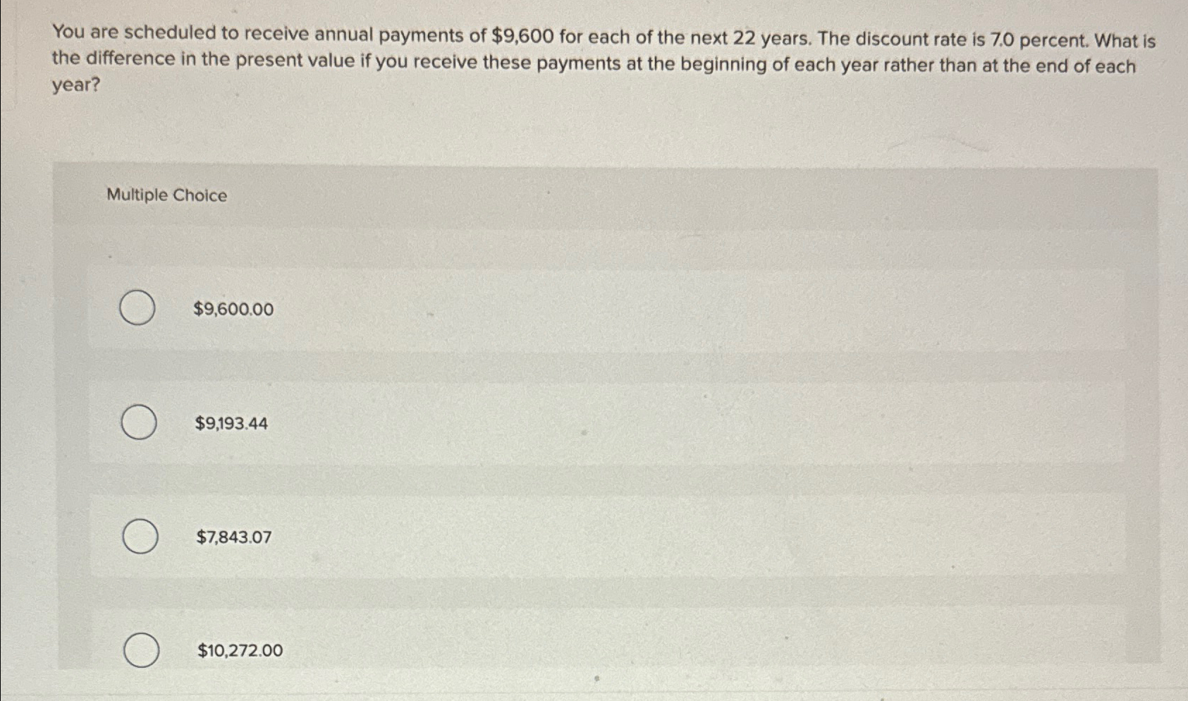 Solved You are scheduled to receive annual payments of | Chegg.com