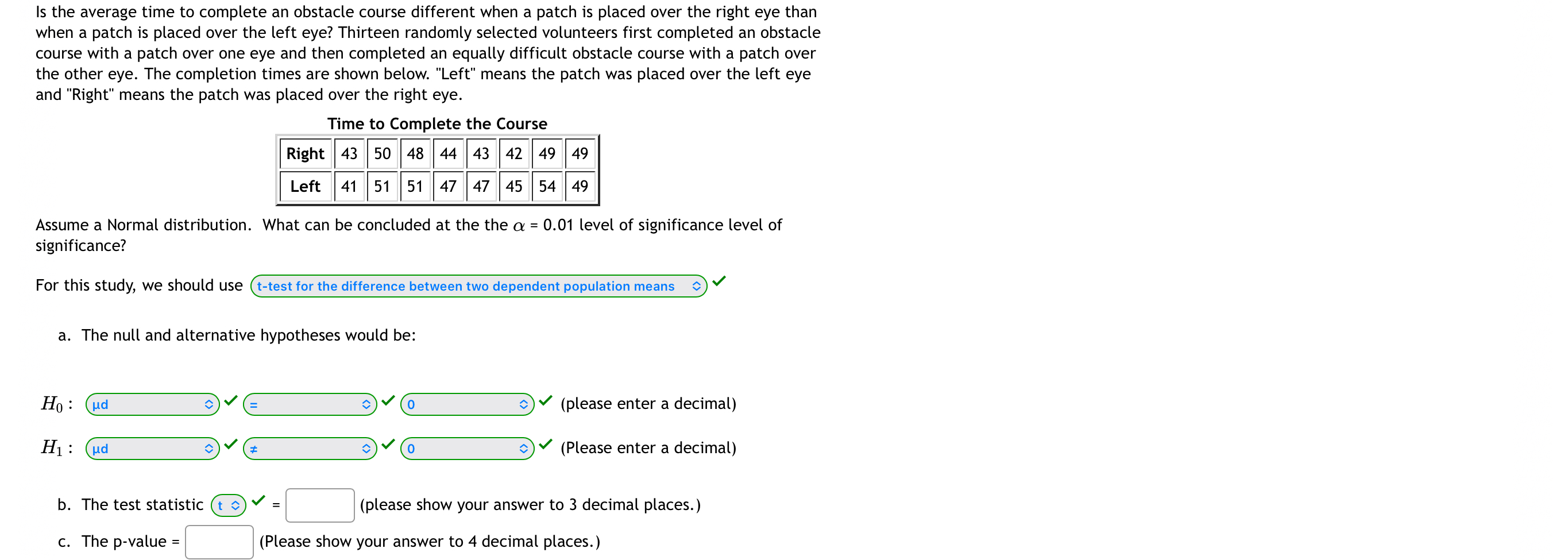 Solved Is the average time to complete an obstacle course | Chegg.com