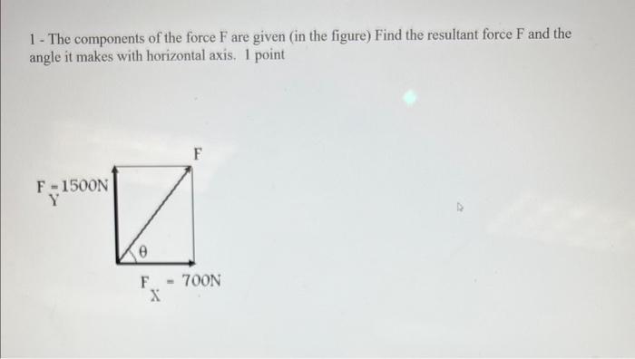 Solved 1 - The components of the force F are given (in the | Chegg.com