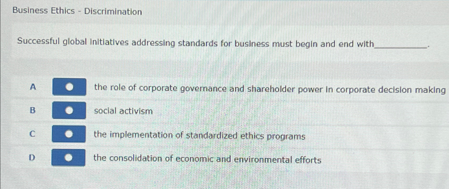Solved Business Ethics - ﻿DiscriminationSuccessful global | Chegg.com