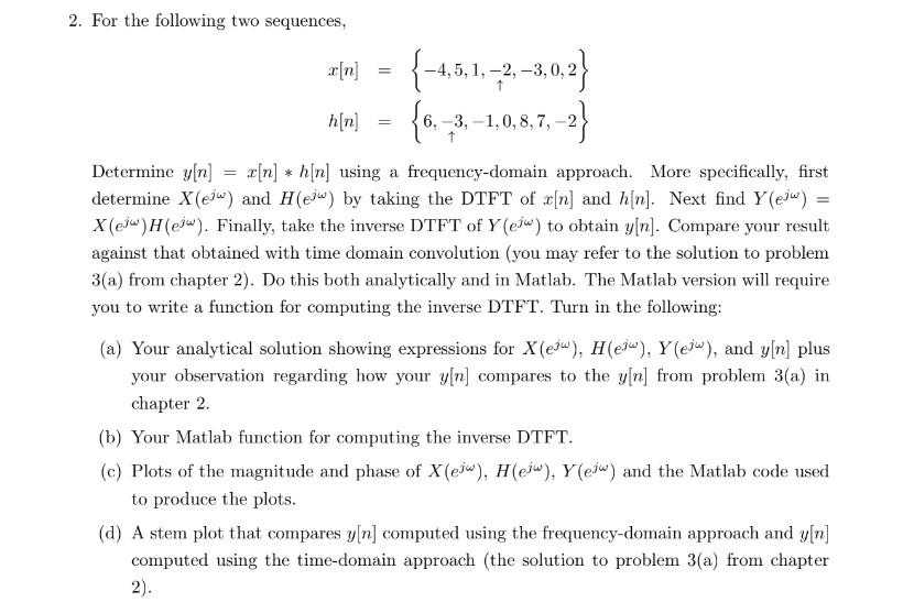 2. For the following two sequences, | Chegg.com