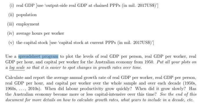 Solved (i) real GDP [use 'output-side real GDP at chained | Chegg.com
