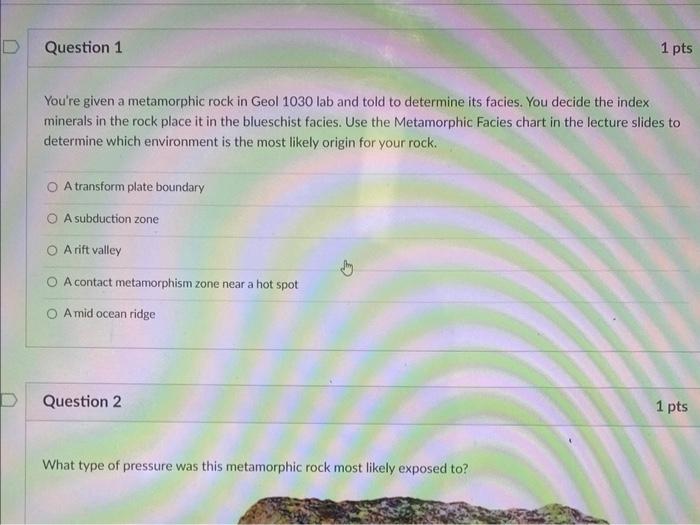 Solved You're given a metamorphic rock in Geol 1030lab and | Chegg.com