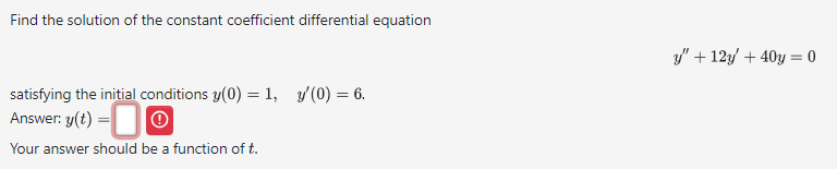 Solved Find the solution of the constant coefficient | Chegg.com