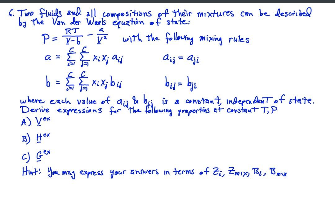 Solved 6. Two fluids and all compositions of their mixtures | Chegg.com