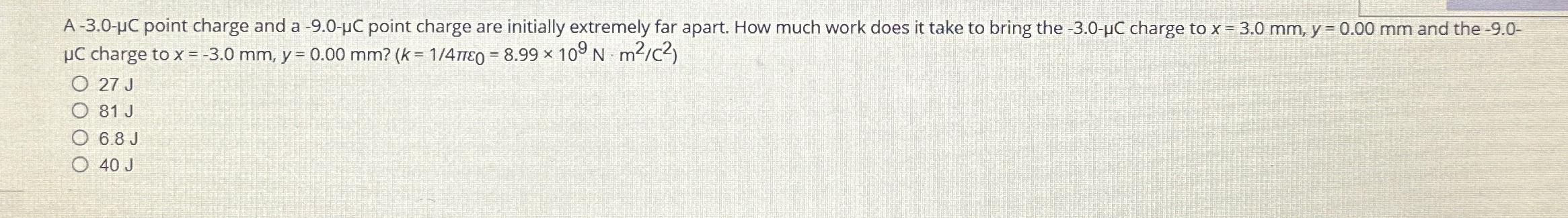 Solved A -3.0-\\\\mu C point charge and a -9.0-\\\\mu C | Chegg.com