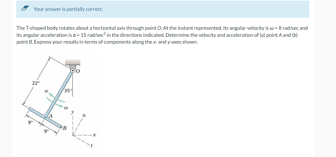 Solved |Your ﻿answer is ﻿partially correct.The T-shaped body | Chegg.com