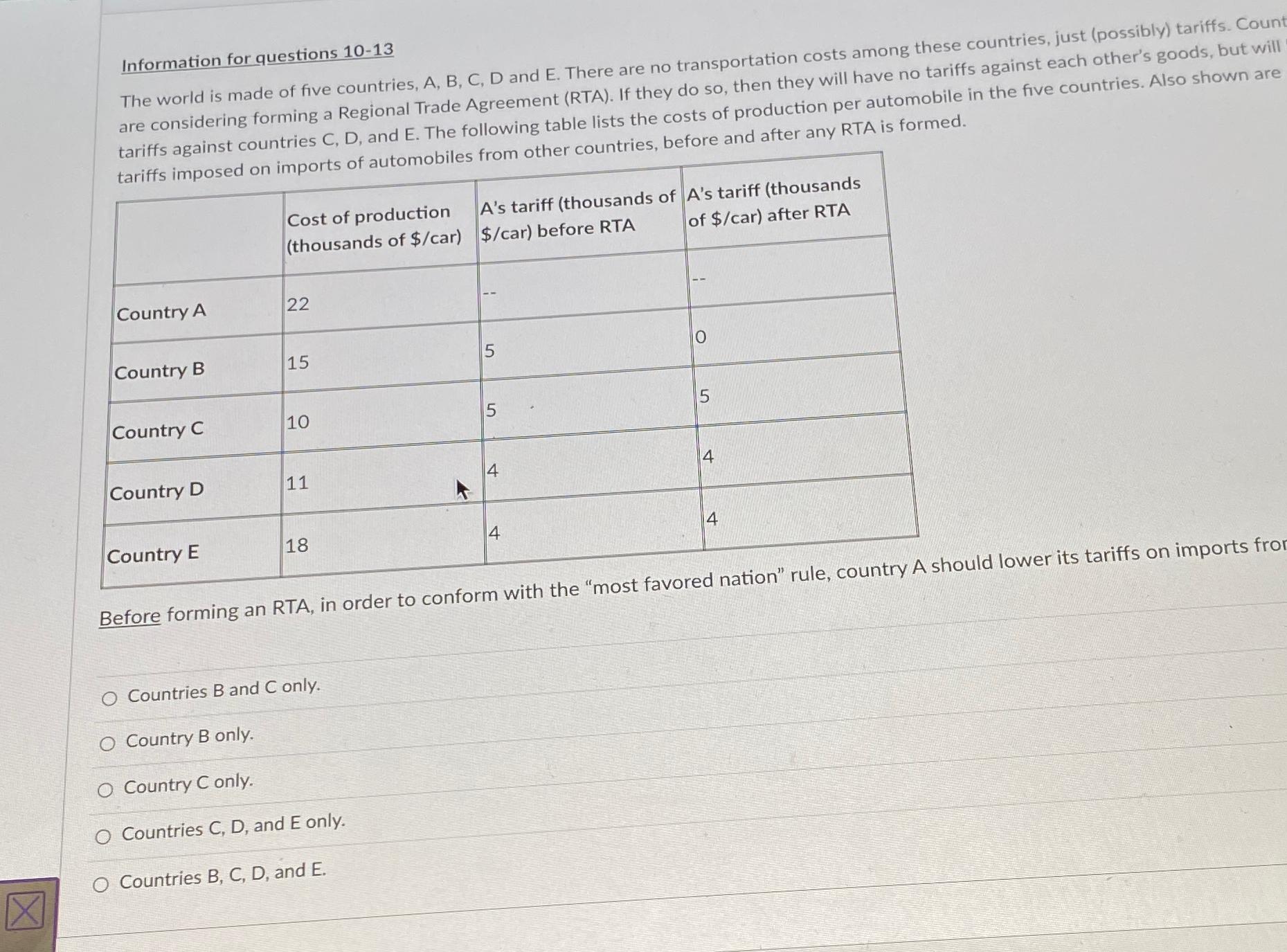Solved Information for questions 10-13The world is made of | Chegg.com