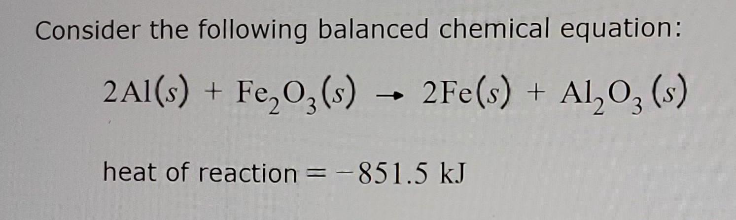 Solved Consider the following balanced chemical equation: | Chegg.com