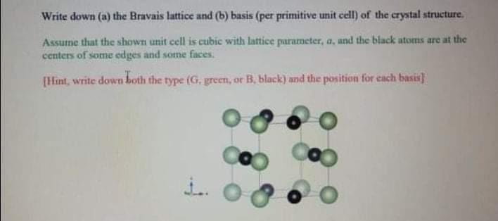 Solved Write down (a) the Bravais lattice and (b) basis (per | Chegg.com