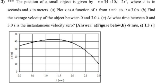 Solved The position of a small object is given by | Chegg.com