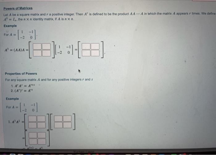 Solved Powers of Matrices Let A be a square matrix and r a | Chegg.com